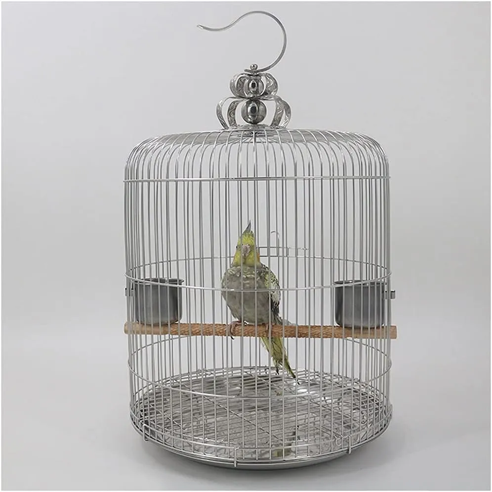 Round Stainless Steel Bird Cage: Perfect for Parrots, Canaries & More ...