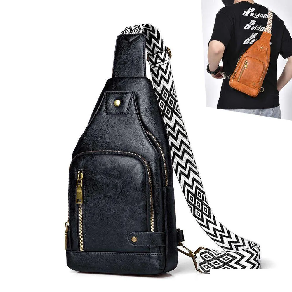 Men's Retro PU Leather Mens Sling Backpack Cross Body Shoulder Chest ...