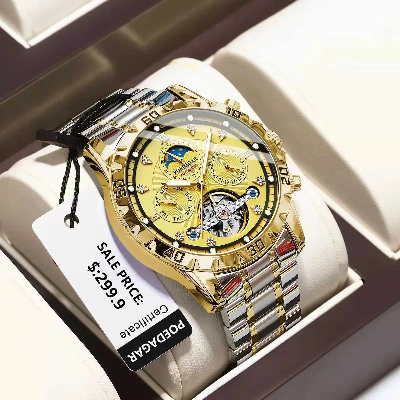 DHgate.com:POEDAGAR Luxury Automatic Mechanical Tourbillon Waterproof ...