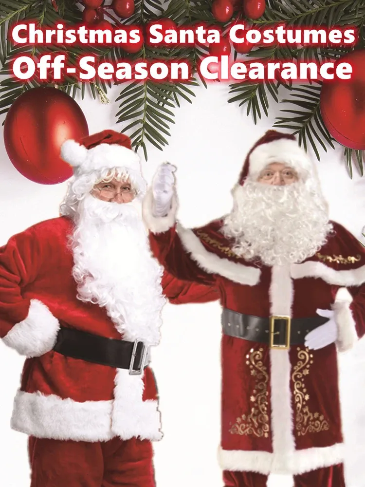 Family Christmas Costume Set - 5-Red Velvet Santa Suits for Holiday ...