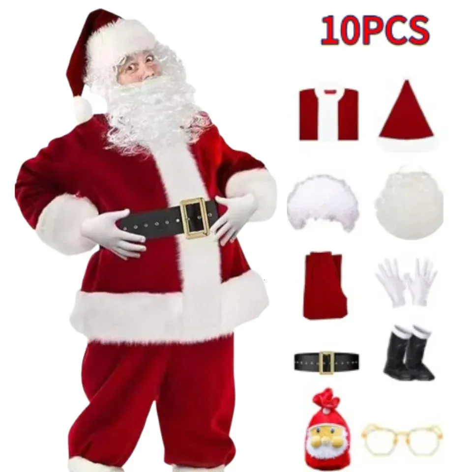 Plus Size Complete Santa Outfit - Deluxe Velvet Christmas Costume Set ...