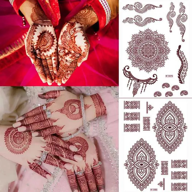 DHgate.com:Brown Henna Tattoos for Women, Flower Mandala Mehndi Sticker ...