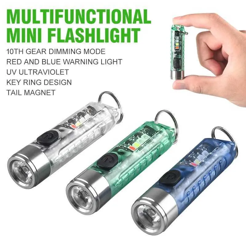 Mini LED Torch Keychain: Multi-Function Waterproof Flashlight ...