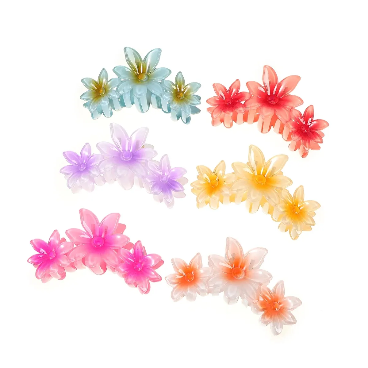 Large Gradient Flower Acrylic Hair Claw Clips for Women Crab Clamp ...