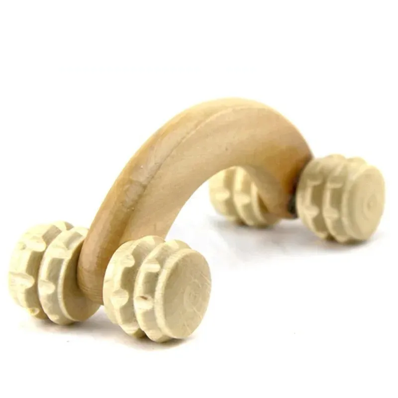 Handheld Wooden Body Roller With 4 Wheels For Muscle Pain Relief Ideal ...