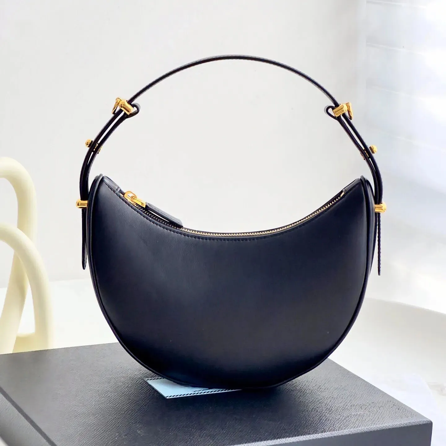 Luxury Designer Genuine Leather Crescent Half Moon Bag For Women ...