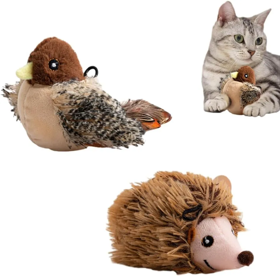 Outfany FeatherFun Flyer Flapping Bird Cat Toy with Chirping Sound ...