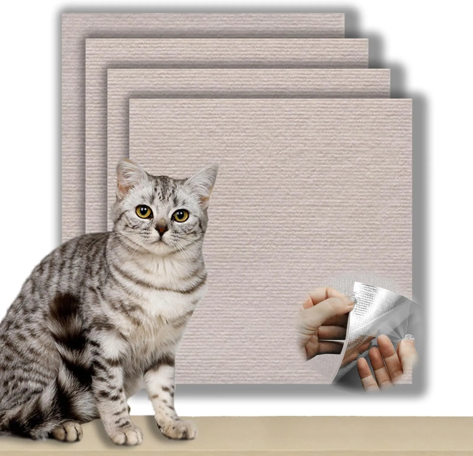 PetBoutiSEL 12 × 12 Inch Cat Scratcher Mat with Sticky Tapes for Indoor ...