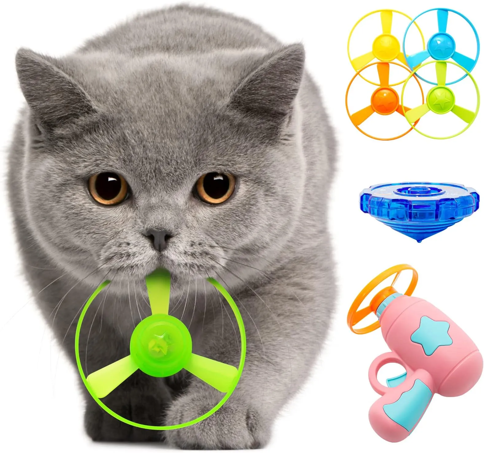 Interactive Cat Fetch Toy Set: Light-Up Spinning & Flying Fun! Shop Now ...