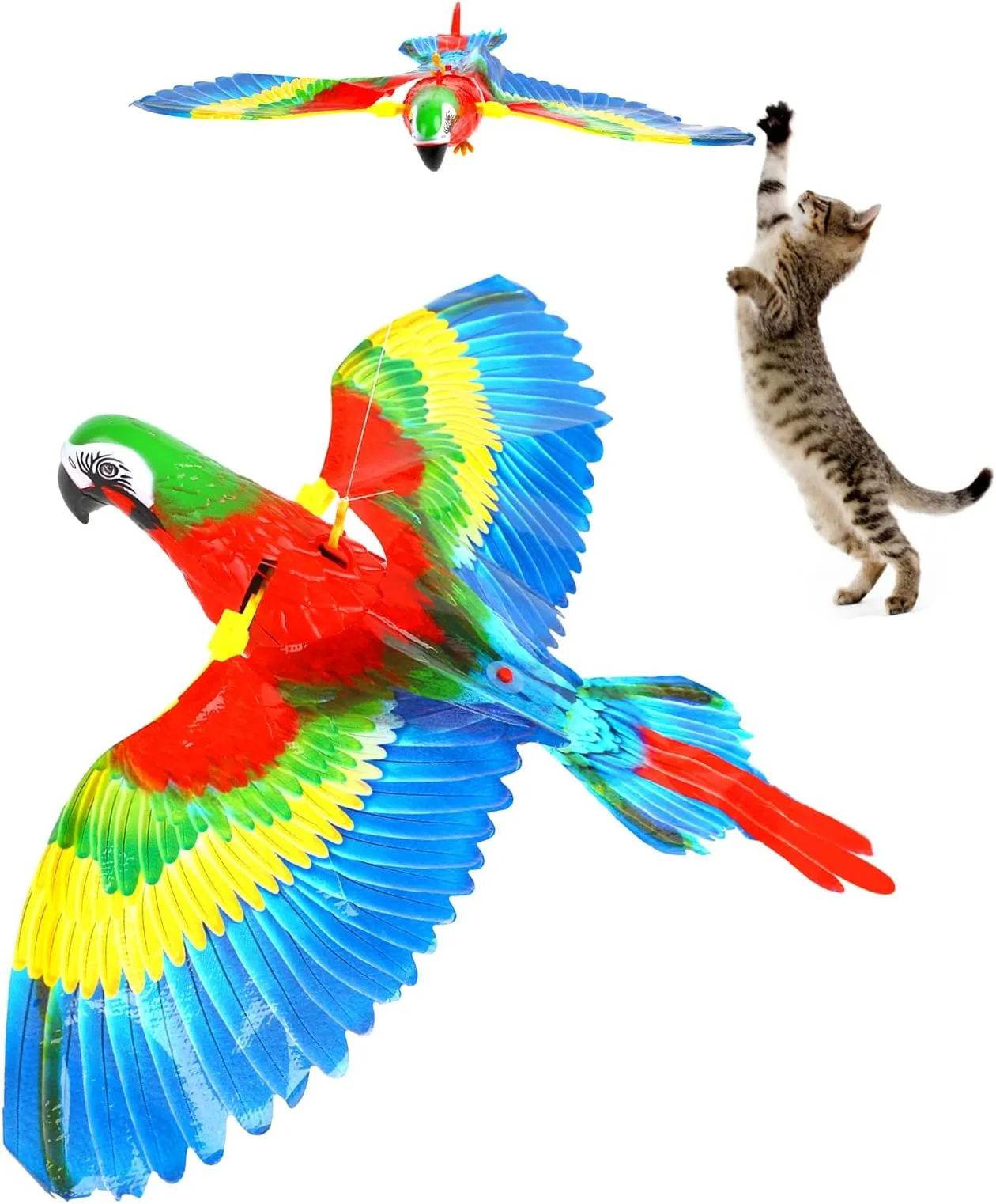Interactive Moving Bird Cat Toy - Electric Spinning Parrot for Indoor ...