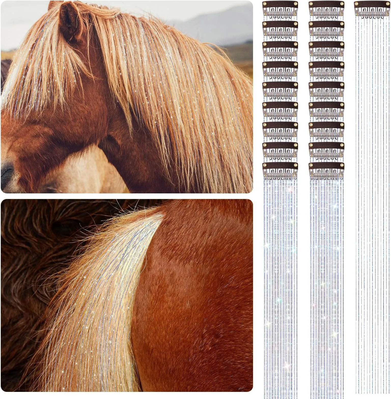 Colorful Horse Mane & Tail Extensions - Clip-In Pony Accessories for ...