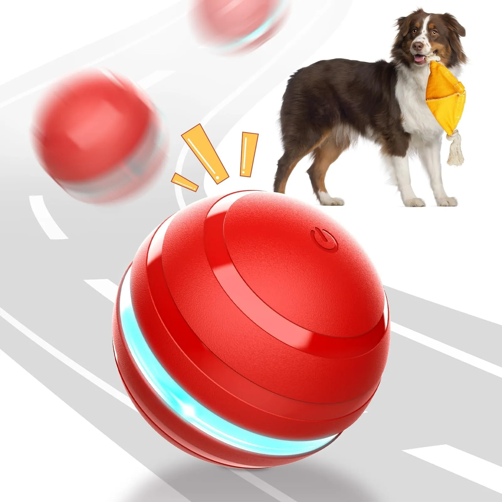 Interactive Auto Rolling Ball Dog Toy - Motion Activated! Rechargeable & Squeaky for Medium ...