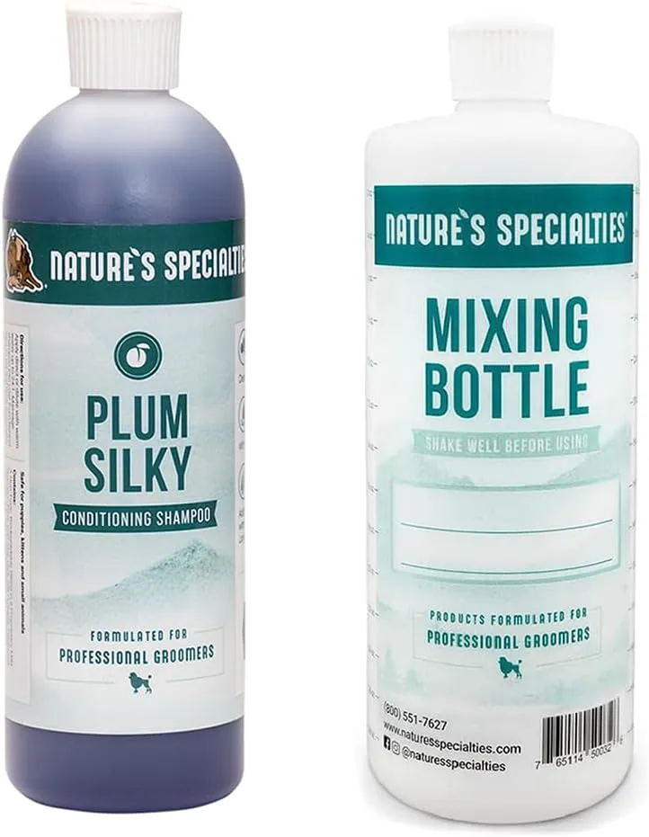 Dog Shampoo with Conditioner & Mixing Bottle - Gentle Clean, Silky Coat ...