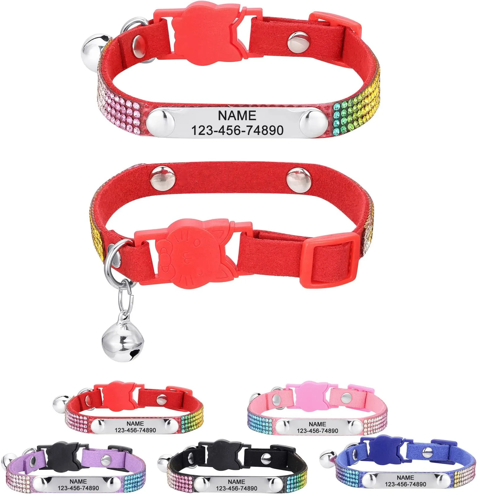 DHgate.com:Personalized Rhinestone Cat Collar with Bell & Safety Buckle ...