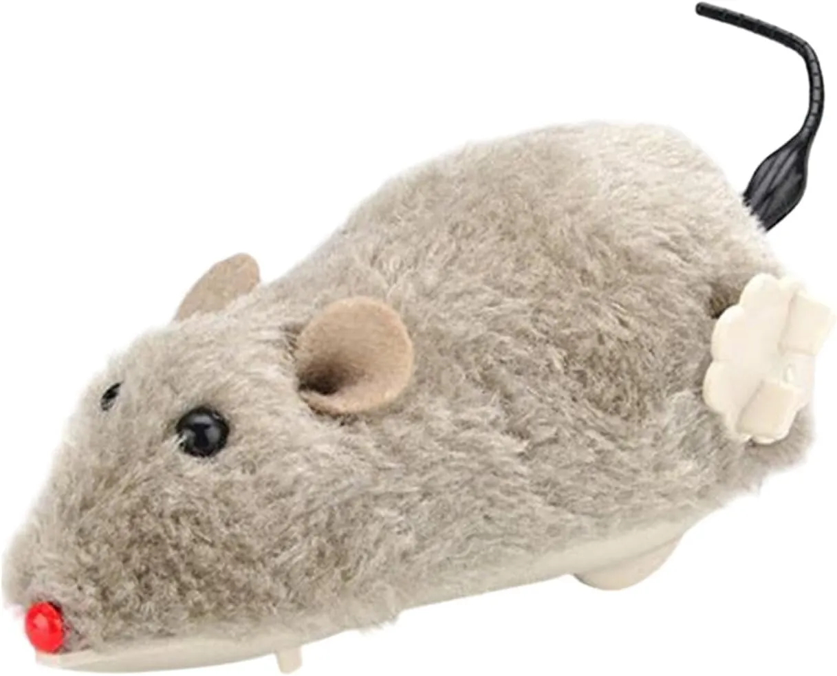 Interactive Wind Up Plush Mouse Perfect Hunting Rabbit Toy For Cats And ...