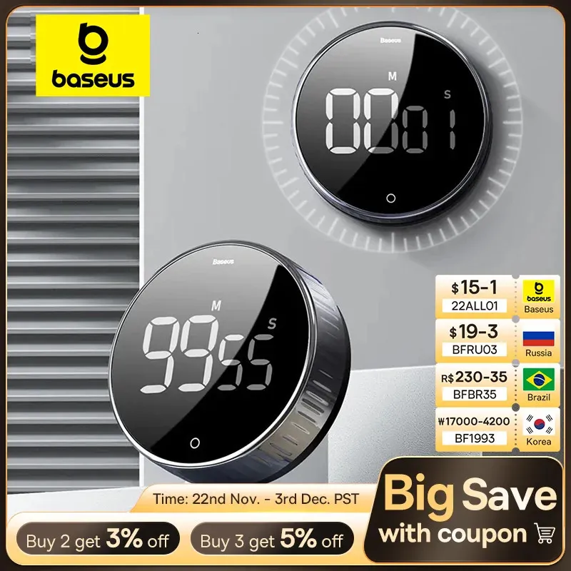 Baseus Magnetic Kitchen Countdown Timer Google Digital Countdown Alarm ...