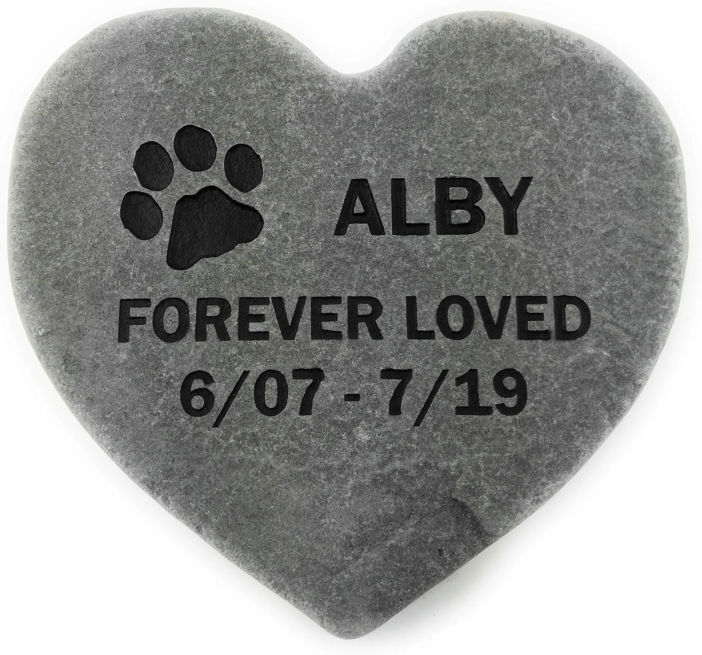 Personalized Gray Natural Stone Heart Pet Memorial grave markers ...