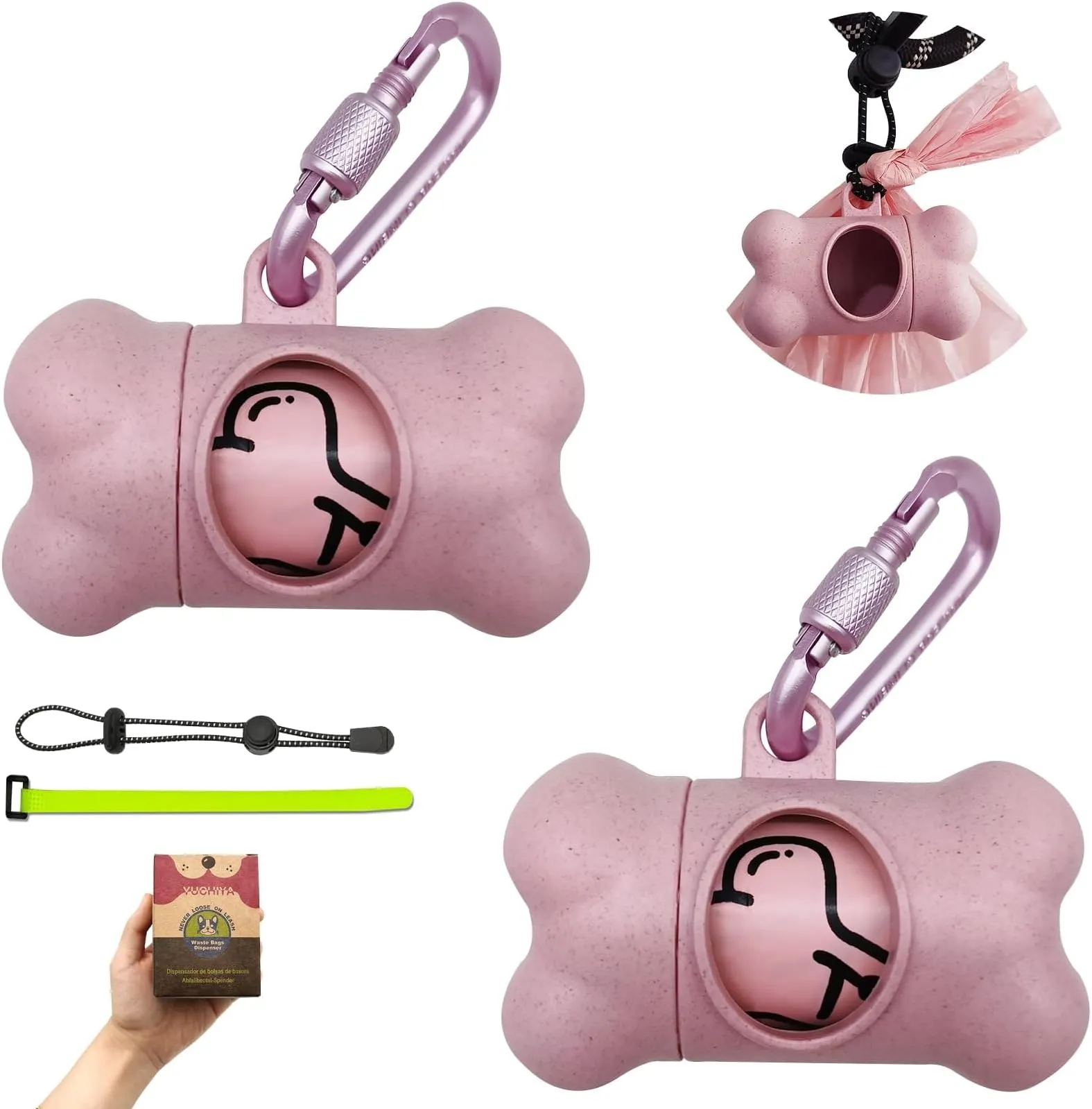 Dog Poop Bag Holder for Leash: Leak-Proof Scented Bags, Carabiner Clip ...