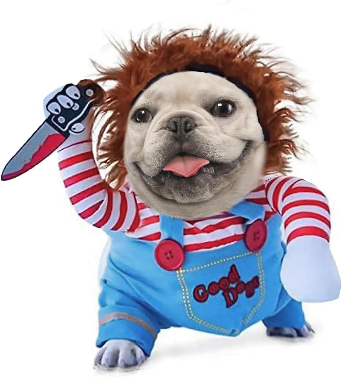 DHgate.com:Chucky Dog Costume with Knife - Plush Halloween Pet Costume for Small & Medium Dogs ...