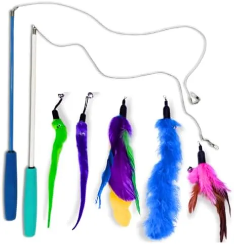 DHgate.com:7 Pack Interactive Cat Teaser Wand Toys - Feather & Plush ...