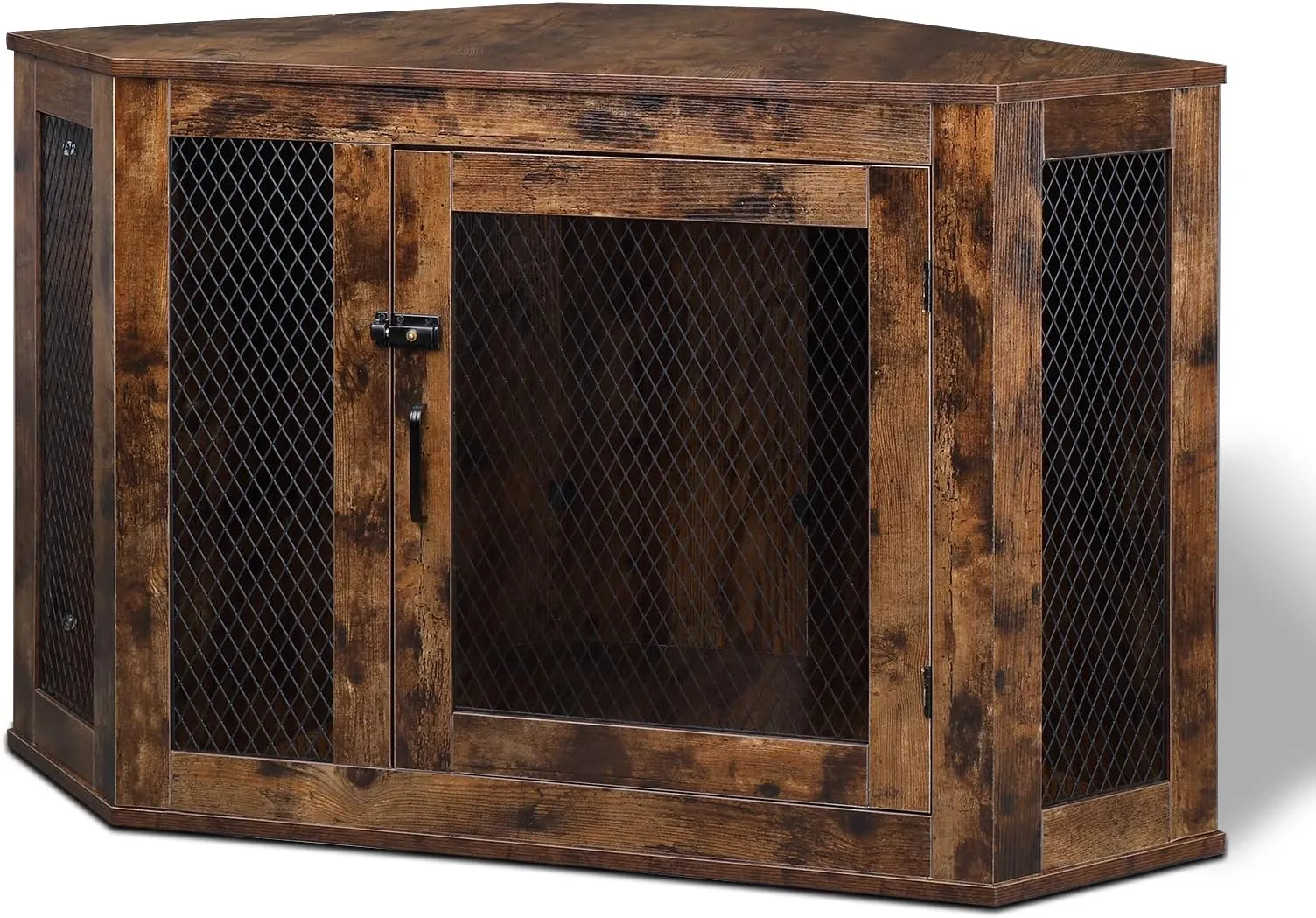 Rustic Wooden Dog Kennel Furniture with Storage End Table - Large ...