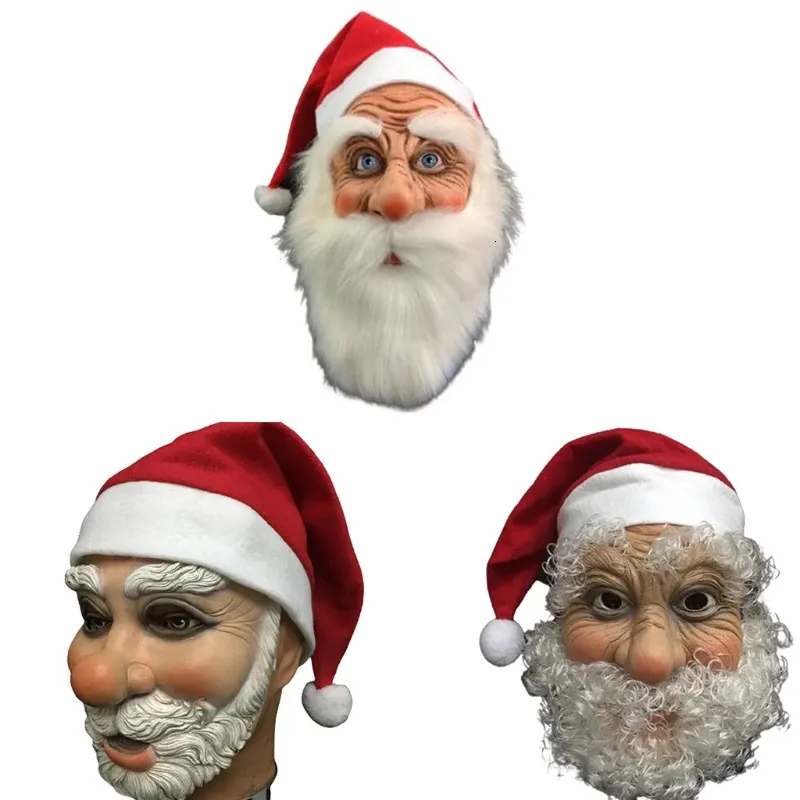 Realistic Santa Latex Full Face Beard Mask For Christmas And Year Party ...