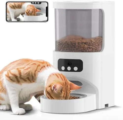 Smart Cat Feeder with Camera - 1080P HD, Two-Way Audio, Auto Pet Food ...