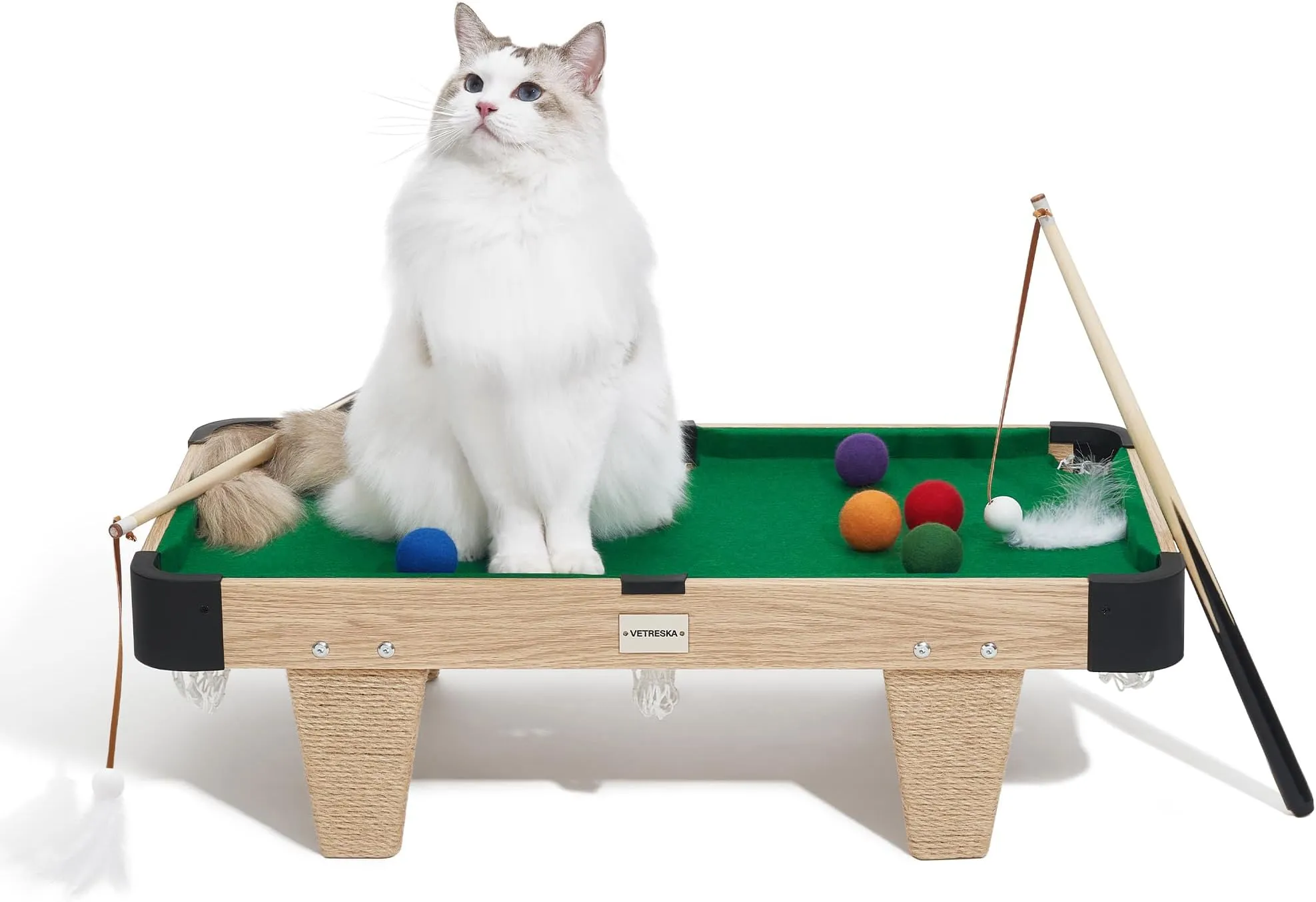 Interactive Cat Toys Mini Pool Table: 4 In 1 Feather Wand, Billiard ...