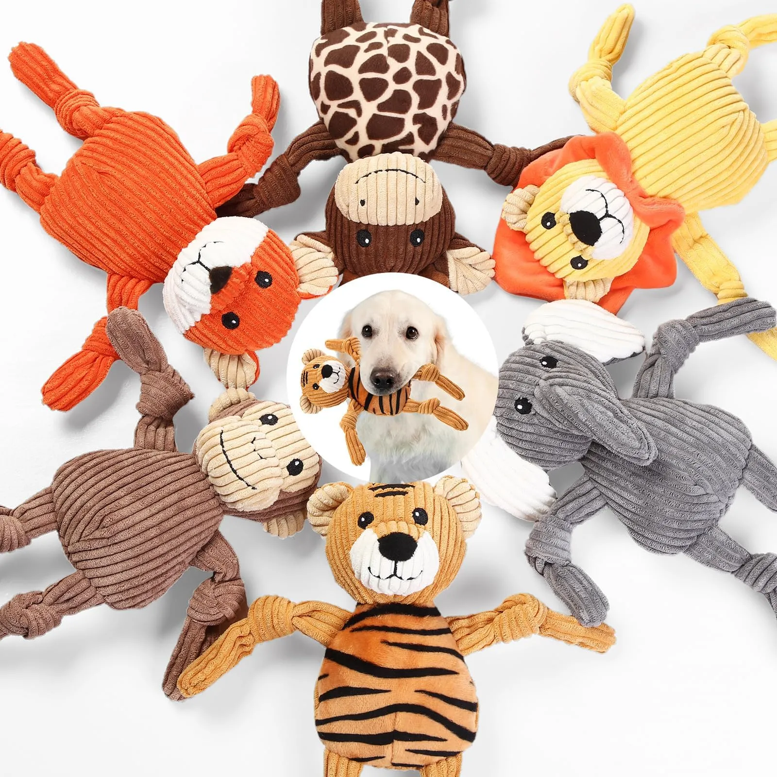 Durable Dog Toy Set: 6 Animal Style Plush Toys for Aggressive Chewers ...