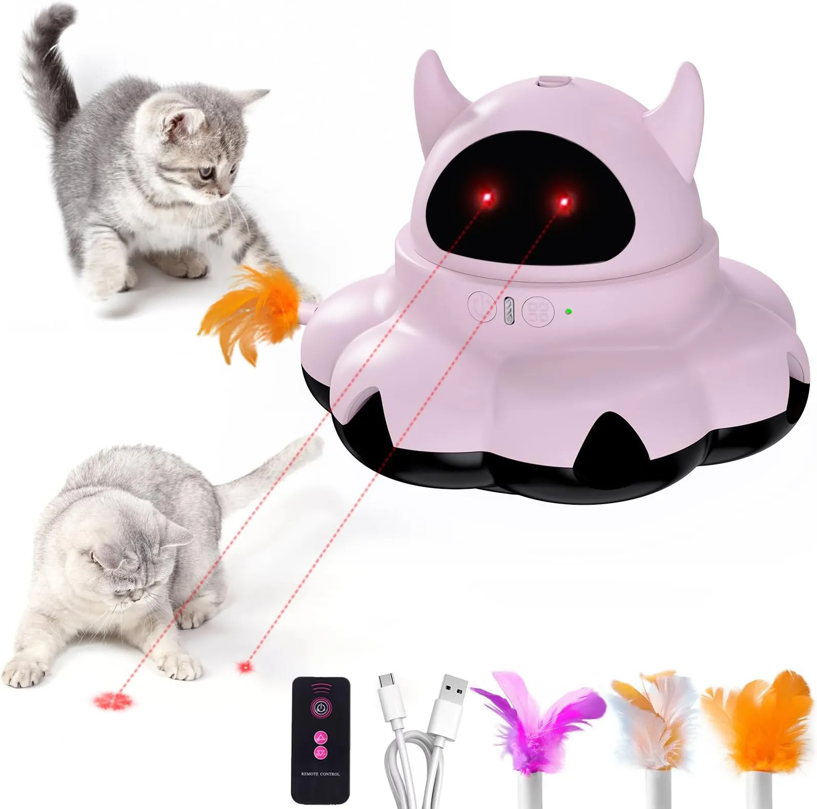 Interactive Cat Toy: Automatic Laser Pointer & Feather Puzzle for ...