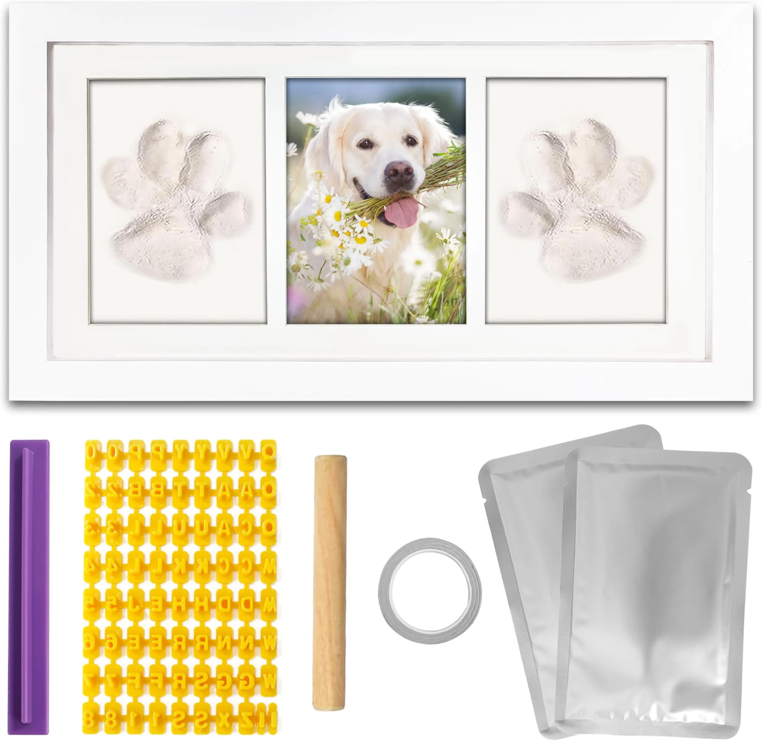 Pet Memorial Picture Frame with Clay Paw Print Kit - Dog or Cat ...