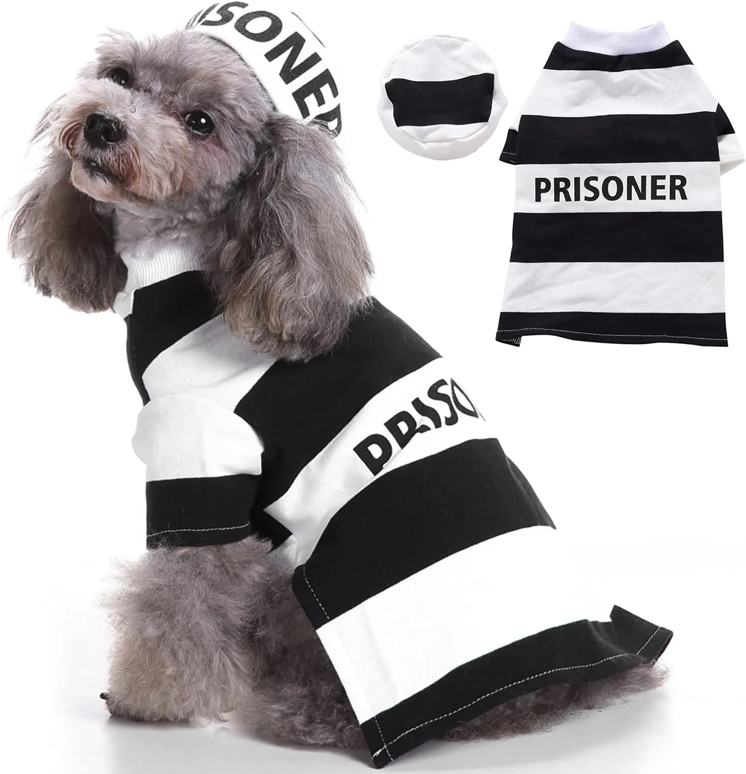 Pet Prisoner Costume for Halloween - Medium Dog Inmate Outfit, Fun ...
