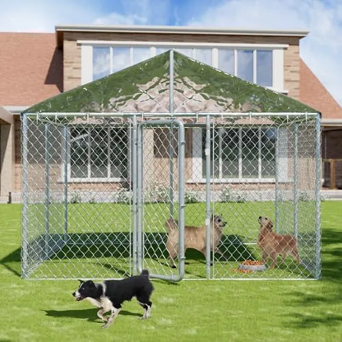 Decomax 10 FT Heavy Duty Outdoor Large Dog Enclosure With Roof ...