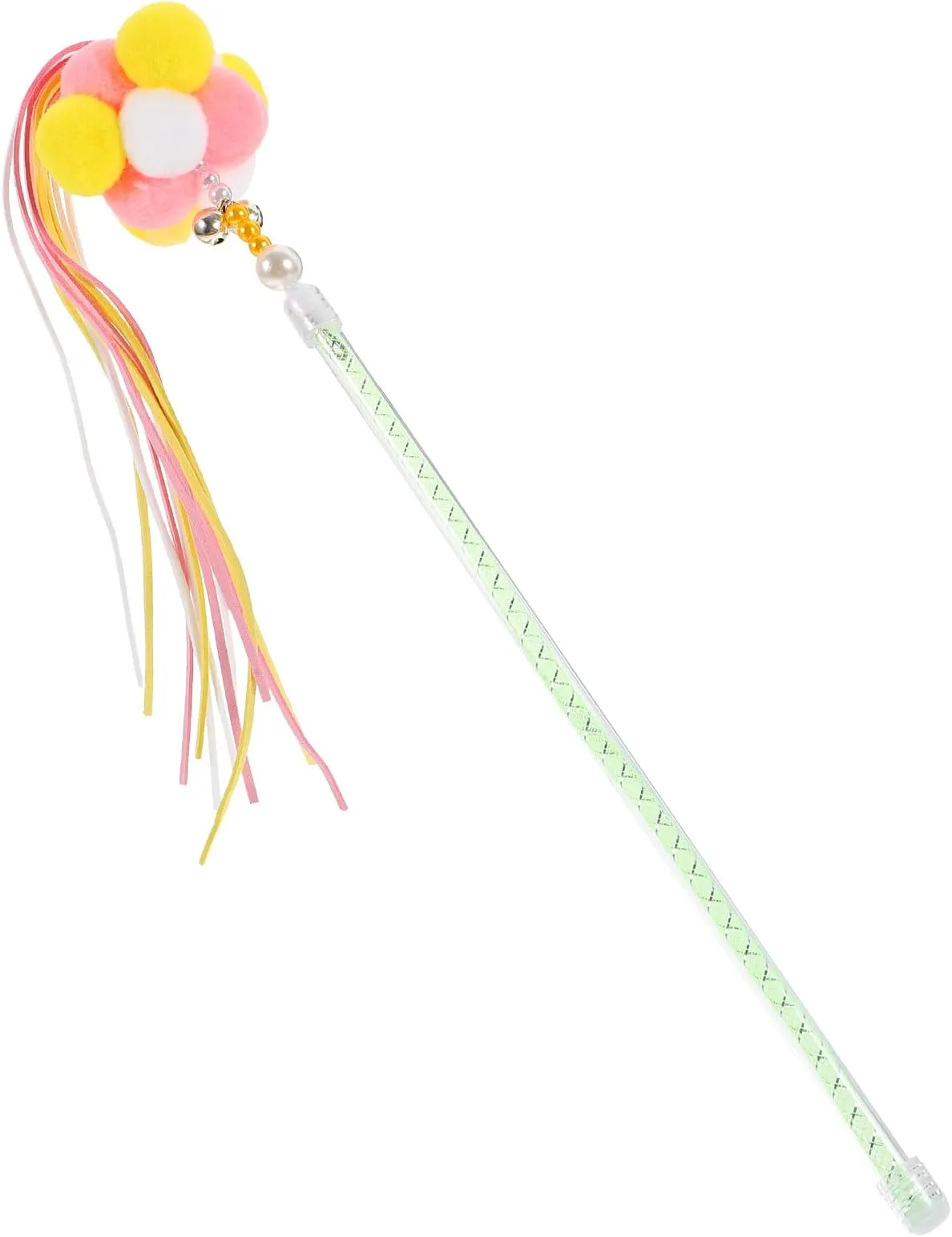 Interactive Cat Teaser Wand with Bell & Pompom Ball - Fun Kitten Toy ...