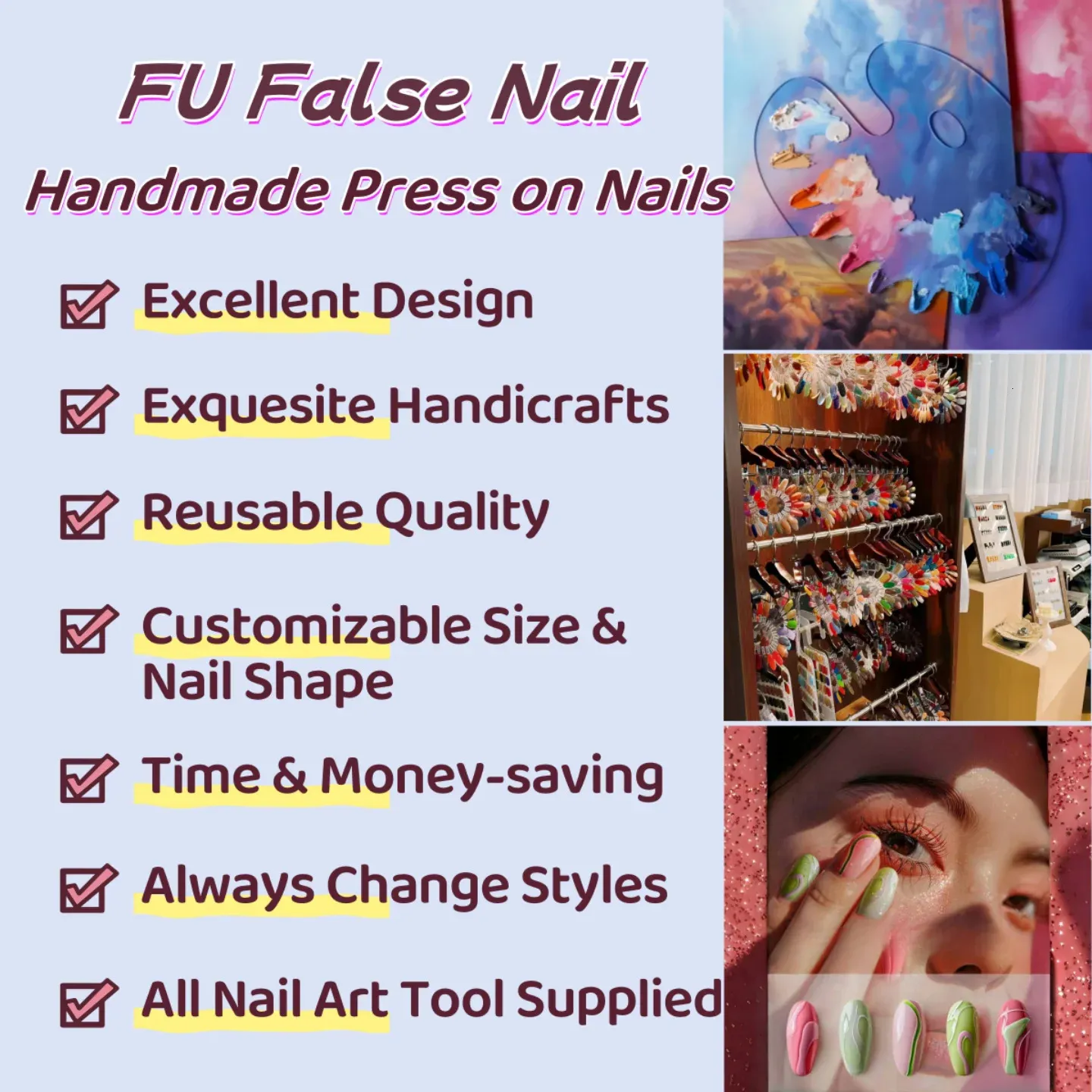 Christmas Fake Nails: Festive Red Santa Design, Easy Press-On ...