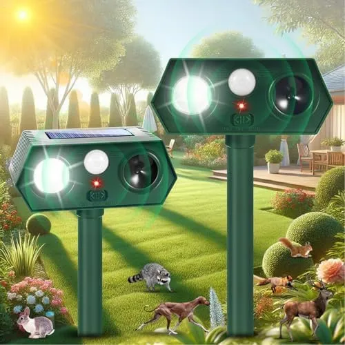 Solar Powered Cat Deterrent 2-Pack: Motion Sensor & Ultrasonic, Keep ...