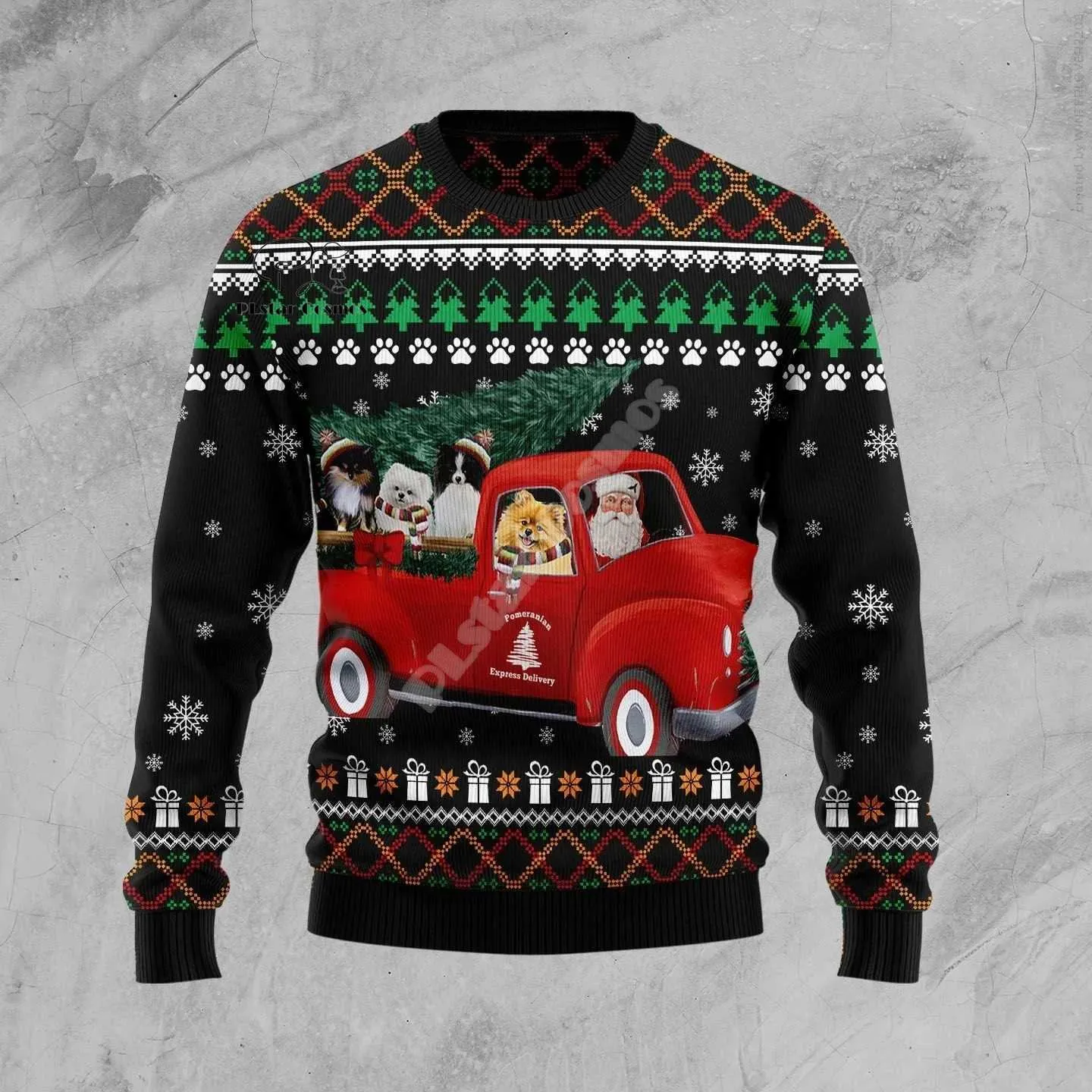 Fun Retro Christmas Sweater - 3D Print Santa & Animals! Shop Now for ...