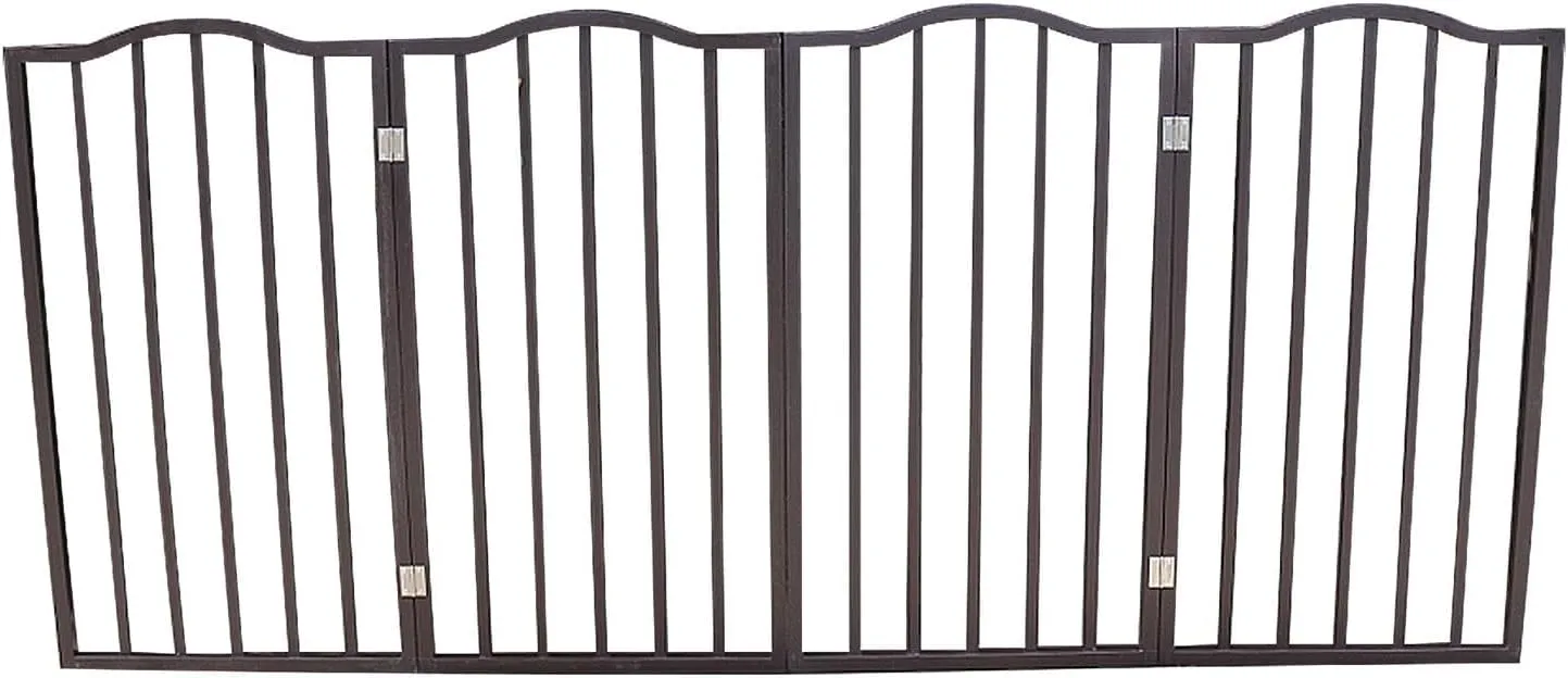 DHgate.com:Brown Folding Dog Gate - 96 Inch Wide, 4 Panel Freestanding ...