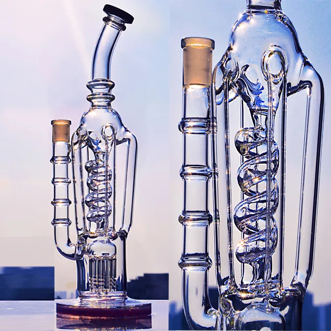 Dropshipping Klein Recycler Twin Cage Glass Bong With 14mm Bowl Smoke ...