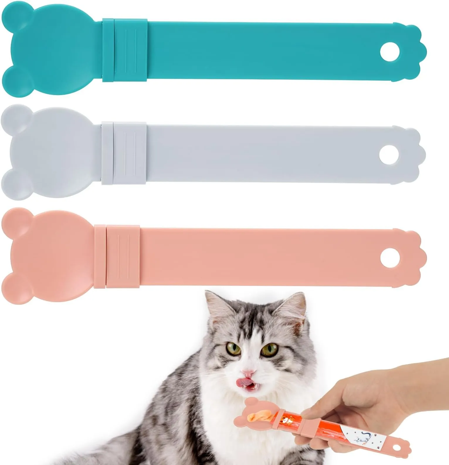 Cartoon Cat Food Spoon Set - Lickable Treat Dispenser for Kittens ...