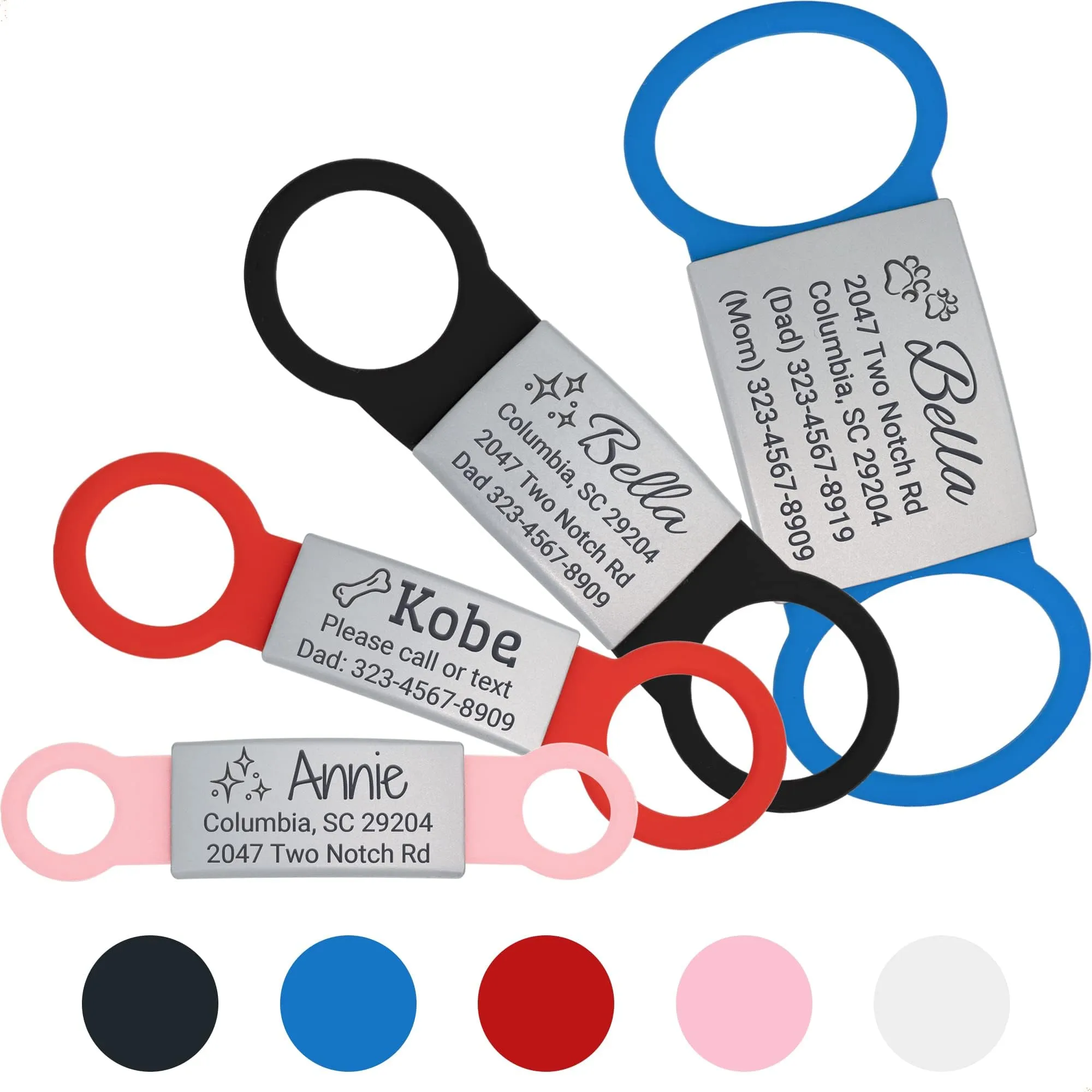 Personalized Stainless Steel Silicone Dog Tag Silent Slide On Name Tags ...
