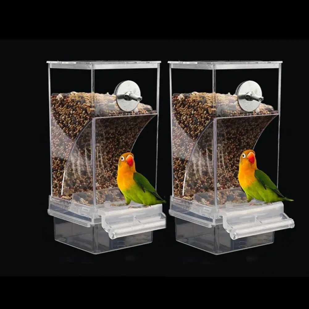 Clear Parrot Set Feeder With No Spill, No Mess, And Acrylic Seed Food ...