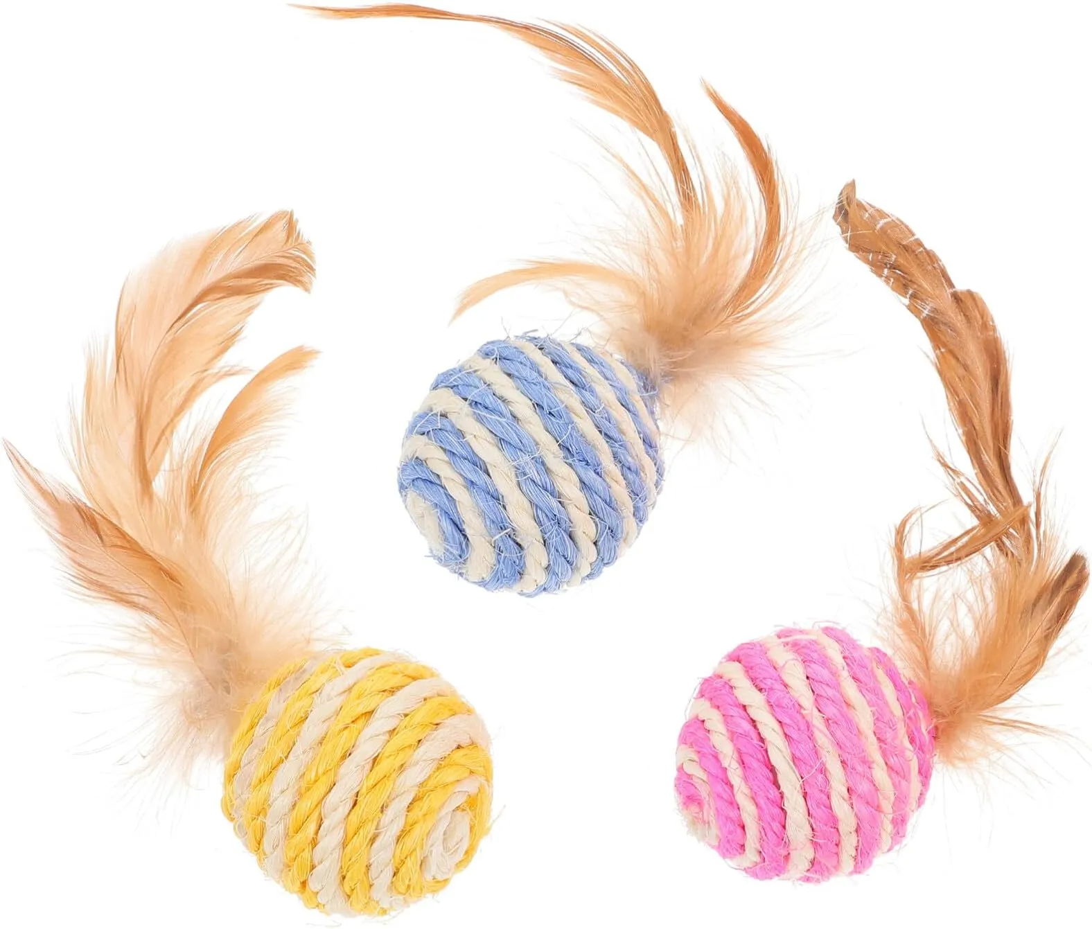 Interactive Cat Toys Balls - Woven Wool Rattle Ball, Cat Scratcher with ...