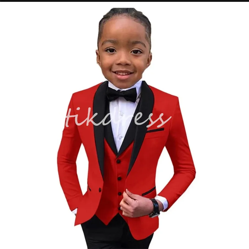 DHgate.com:Slim Fit Red Boys Suit Set 3 Pieces Wedding Tuxedos for ...