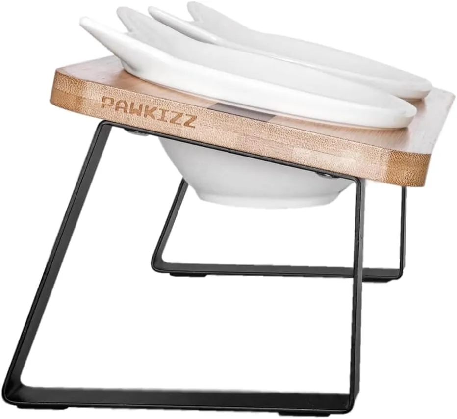 DHgate.com:Elevated Cat Bowl Stand with Bamboo Base - Tilted, Anti ...