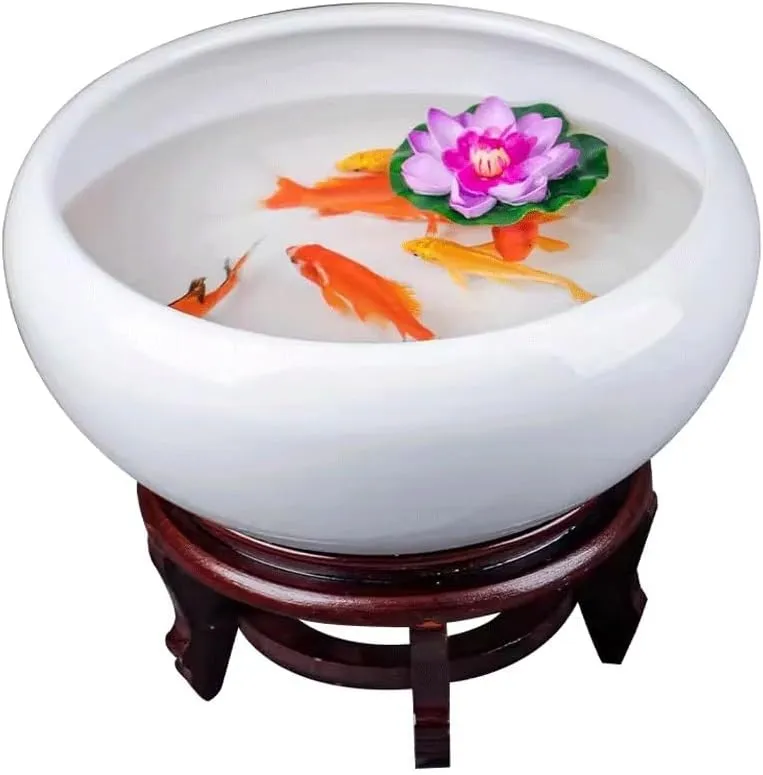 Elegant Ceramic Fish Bowl: White Porcelain Tank for Aquatic Plants ...