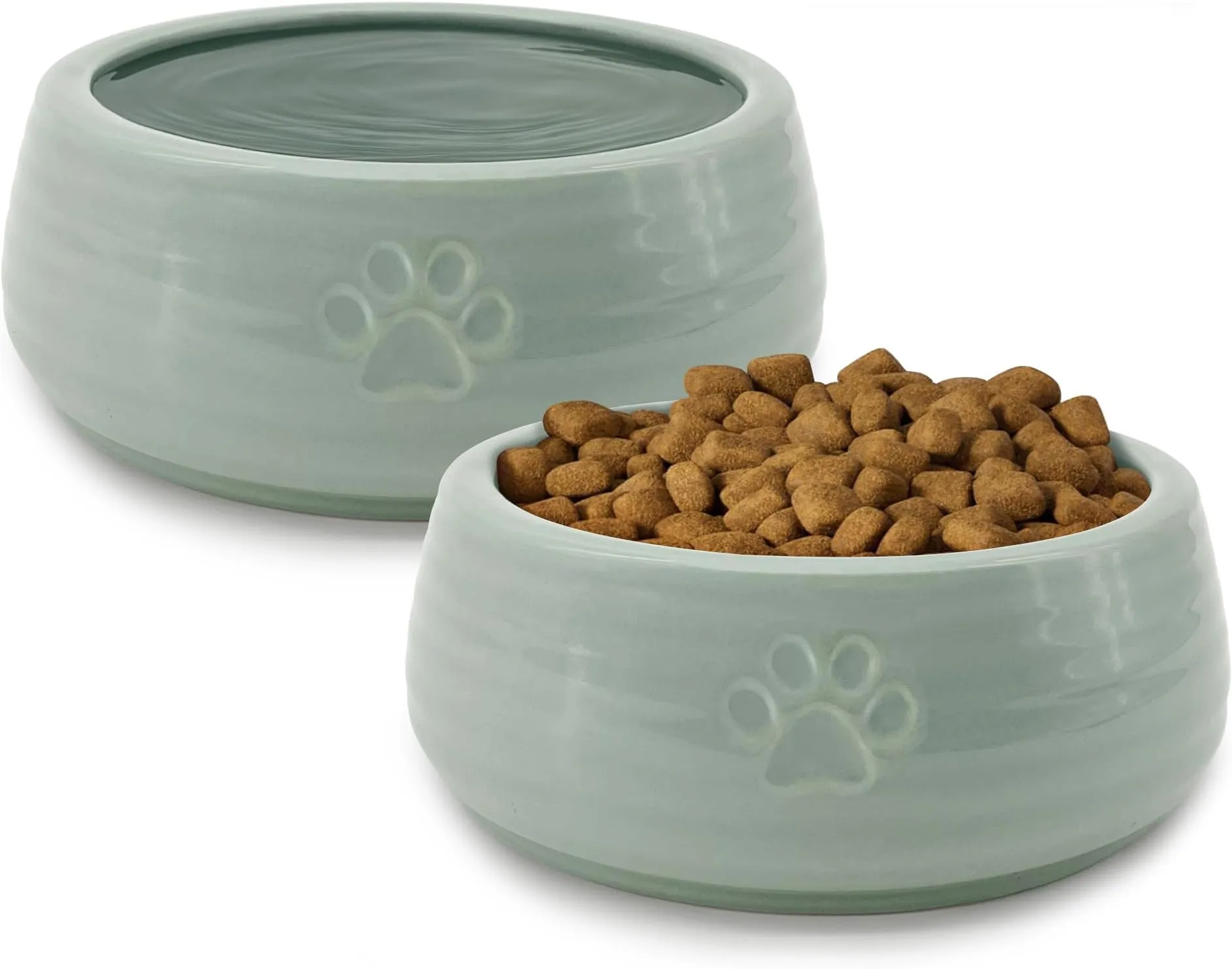 DHgate.com:Green Ceramic Dog Bowls Set of 2 - 6.3