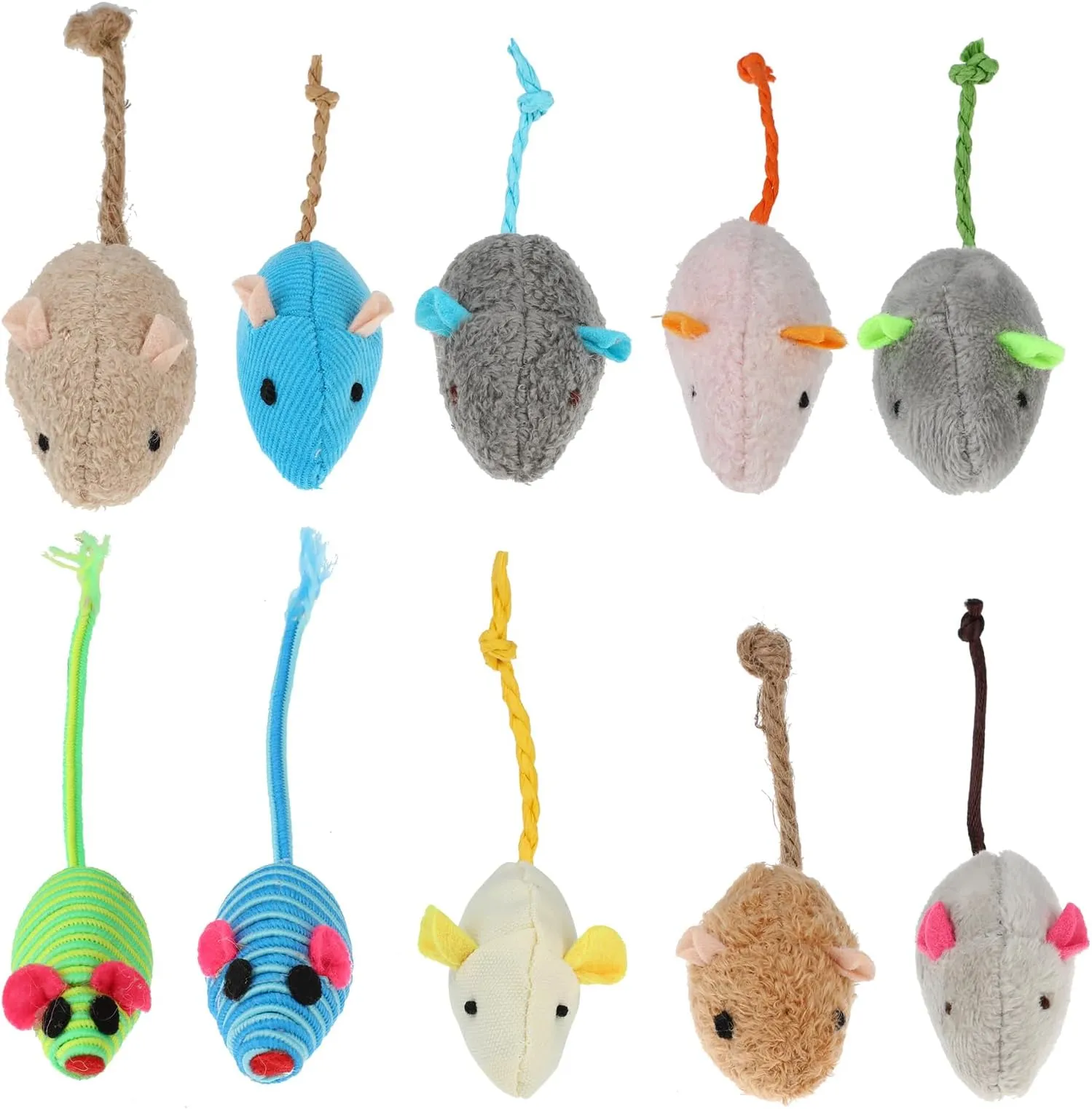 10-Pack Realistic Plush Cat Mice Toys - Catnip Filled for Indoor Cats ...