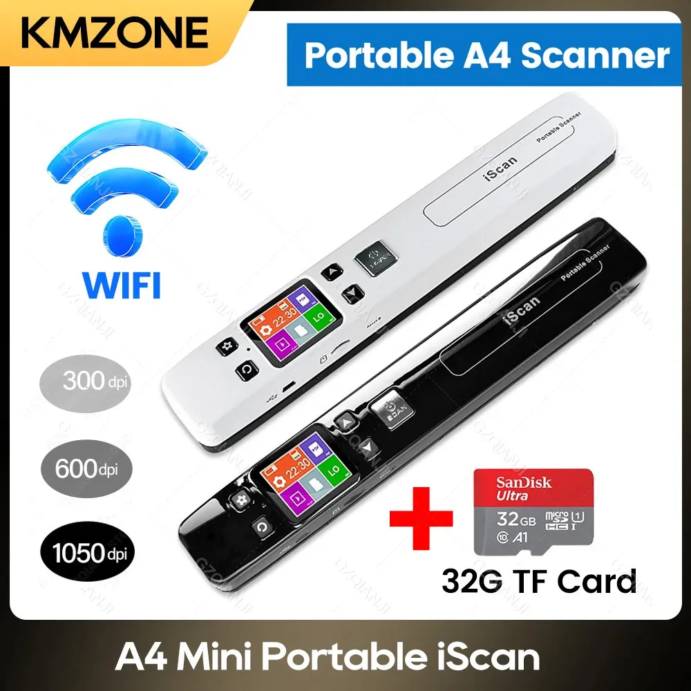 A4 Document Scanner, Portable Mini WiFi iSCAN Scanner with 32GB TF Card ...