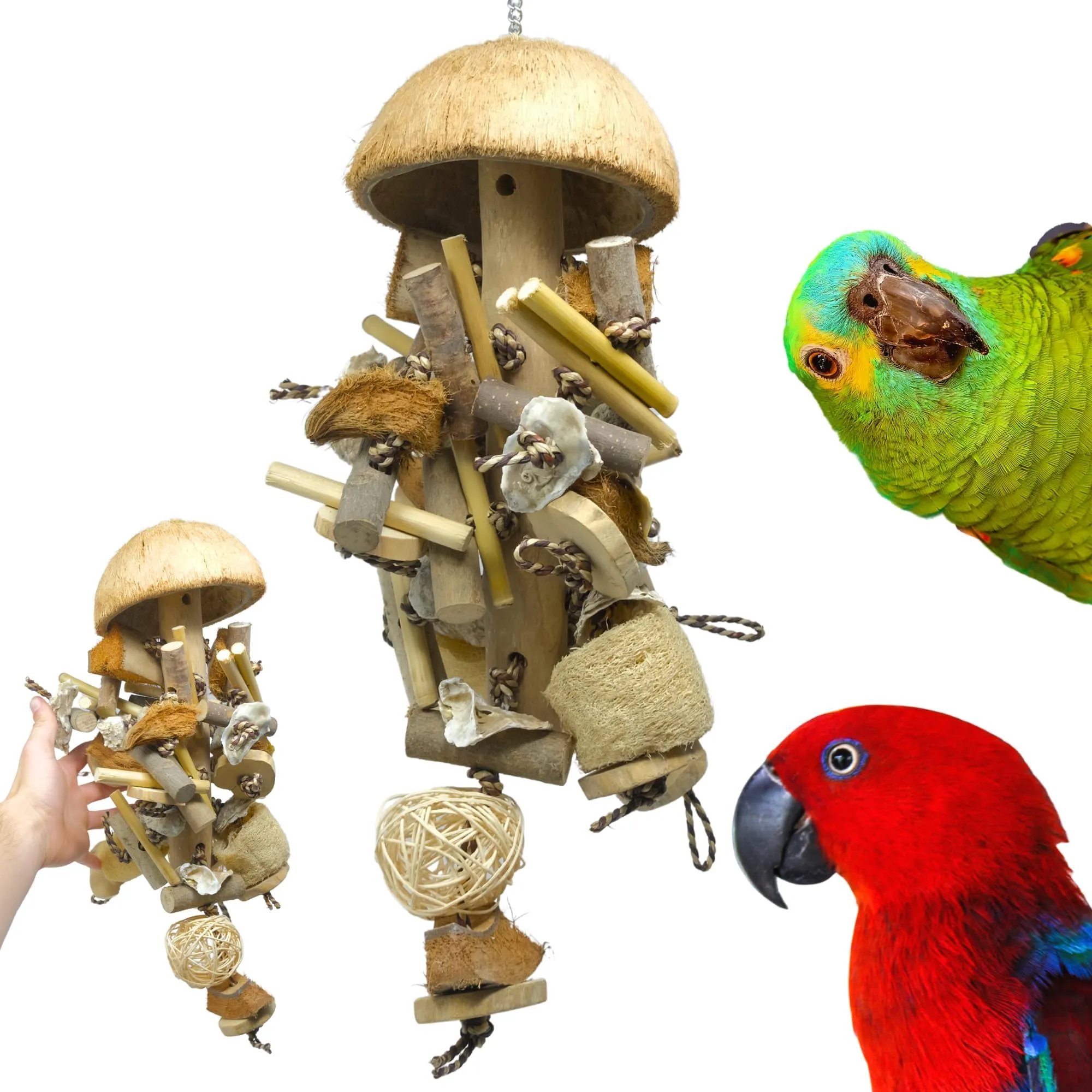 DHgate.com:Large Parrot Cage Toy - Natural Coco Loco Chew Shred Forage ...